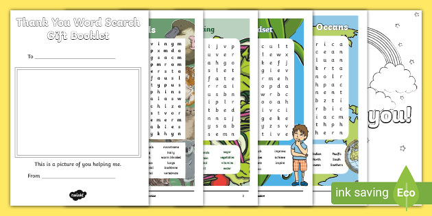 Thank You Word Search Gift Booklet (teacher made)