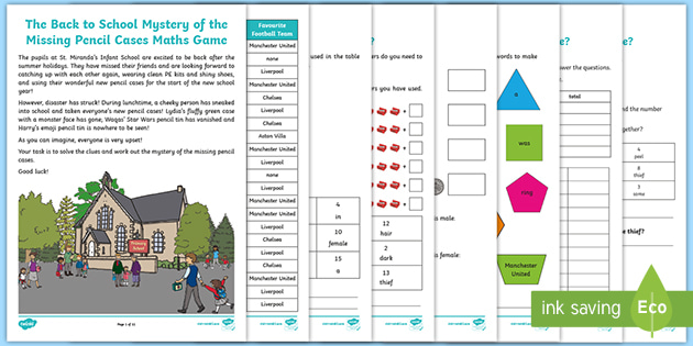 KS1 The Back-to-School Mystery of the Missing Pencil Cases