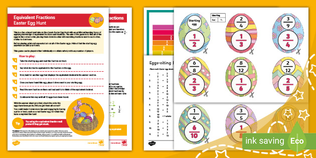 Equivalent Fractions Easter Egg Hunt Game (teacher made)