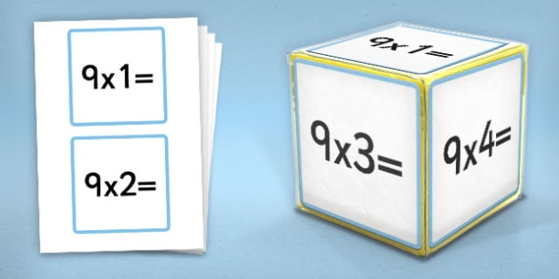 Giant Foam Dice Squares 9 Times Tables (teacher made)