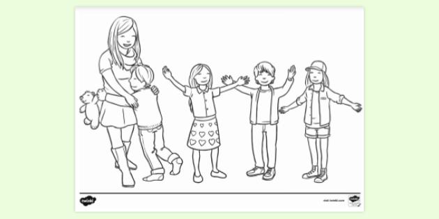 FREE! - Children Hugging Colouring | Colouring Sheets