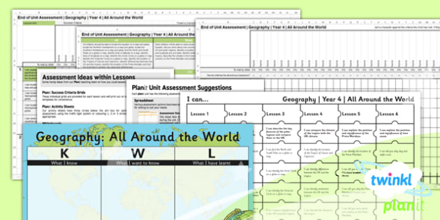 Geography: All Around the World Year 4 Unit Assessment Pack