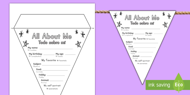 All About Me Bunting English/Spanish (teacher made)