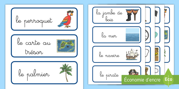 Cartes de vocabulaire : les pirates (teacher made)