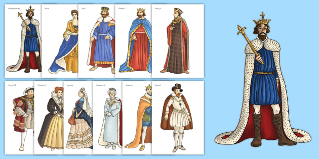 Significant British Monarchs Display Cut Outs (teacher made)