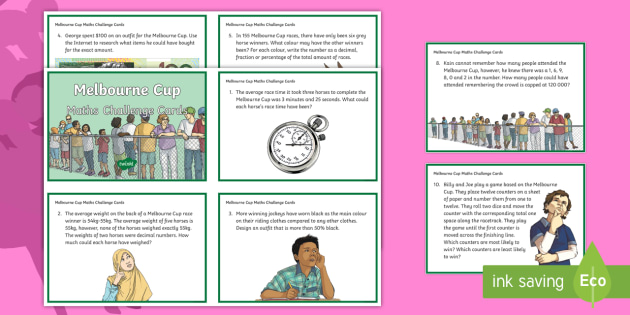 5-6 Melbourne Cup Maths Challenge Cards (teacher made)