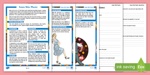 Sean-Nós Music Reading Comprehension (teacher made)