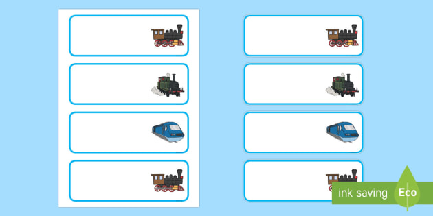 Train Themed Editable Drawer, Peg, Name Labels