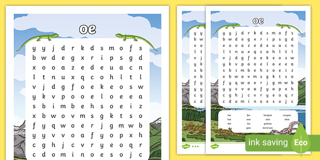 'oe' Digraph Differentiated Word Search (teacher made)