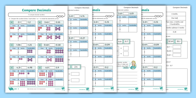 👉 Compare decimals activity sheets. (teacher made)