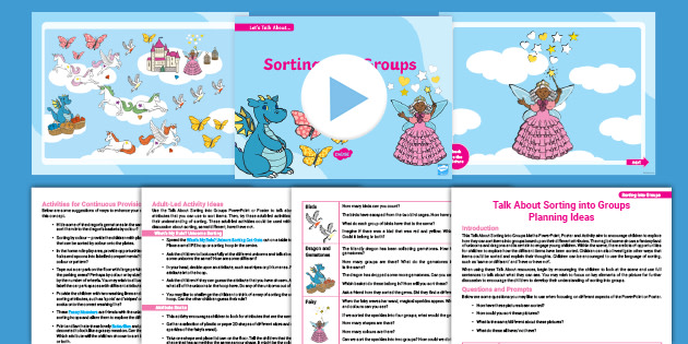 Talk About Sorting into Groups Maths PowerPoint and Planning Ideas