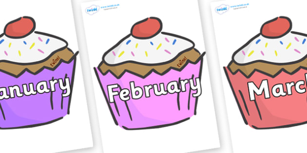 FREE! - Months of the Year on Cupcakes (teacher made)