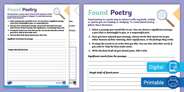 Found Poetry Assignment | ELA | Twinkl USA (teacher made)