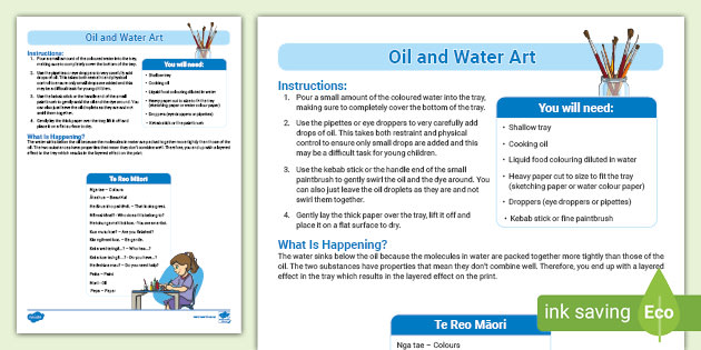 Oil and Water Print Activity (teacher made)