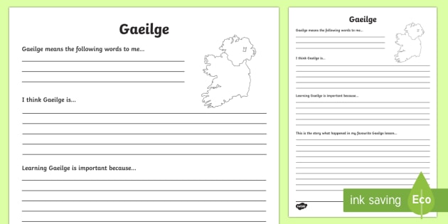 Gaeilge Reflection Writing Template (teacher made)