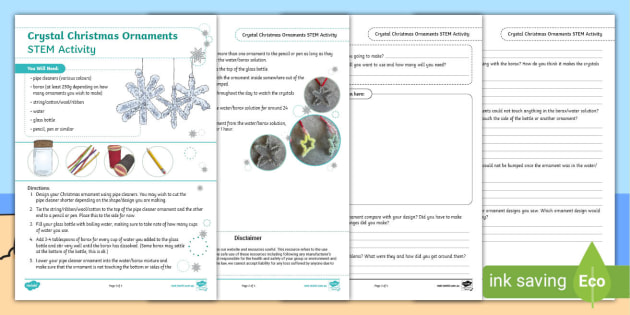 Crystal Christmas Ornaments STEM Activity | Christmas STEM