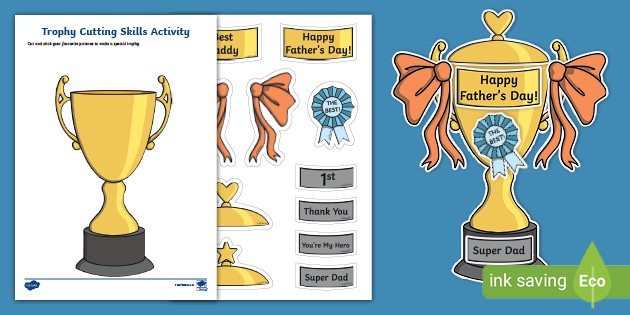 Father's Day Trophy Cutting Skills Activity (teacher made)