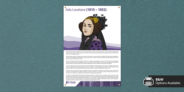 👉 Ada Lovelace Poster/Facts (1815 – 1852) | Display | Beyond