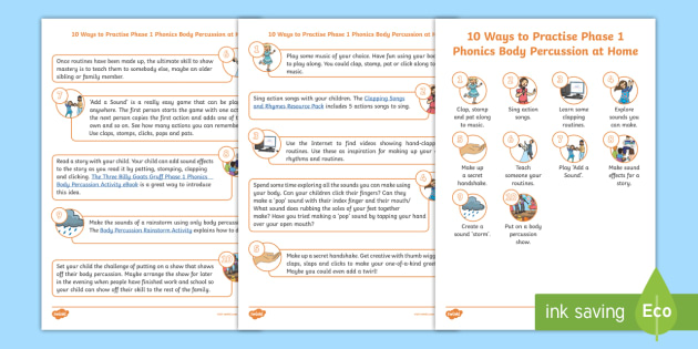 Phase 1 Phonics Body Percussion • Twinkl.com.au