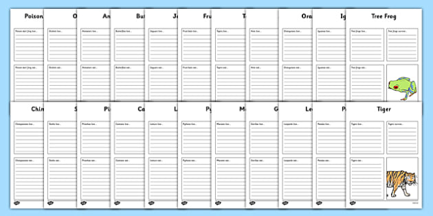 Jungle Animals Fact File Worksheet / Activity Sheets - jungle