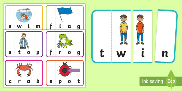 CCVC Word Puzzles Matching Cards (teacher made)