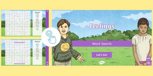 Feelings Interactive Word Search (teacher made)