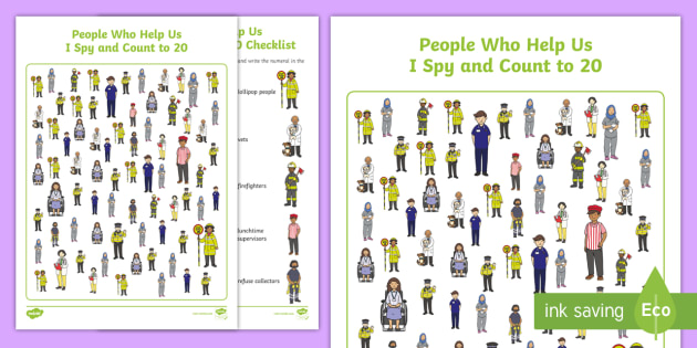 People Who Help Us I Spy and Count Activity to 20