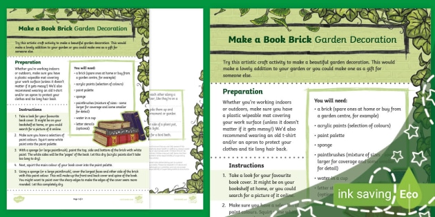 Make a Book Brick Garden Decoration (teacher made)