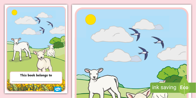 FREE! - Lamb Themed Colourful Book Cover (teacher made)