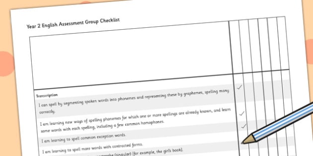 2014 National Curriculum Year 2 English Assessment Group Checklist - target