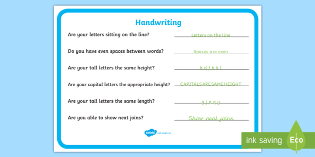 Handwriting Reminder Sheets