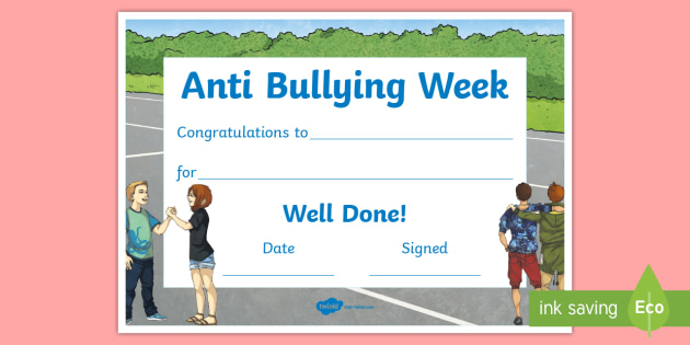 KS2 Anti Bullying Week Certificate (teacher made)