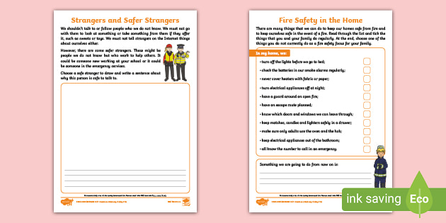 PSHE and Citizenship KS1 Safety First Home Learning Tasks