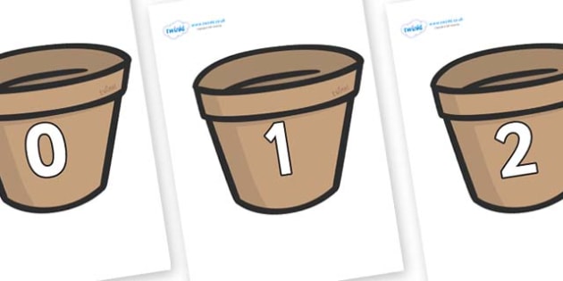FREE! - Numbers 0-100 on Flower Pots (Plain) (teacher made)
