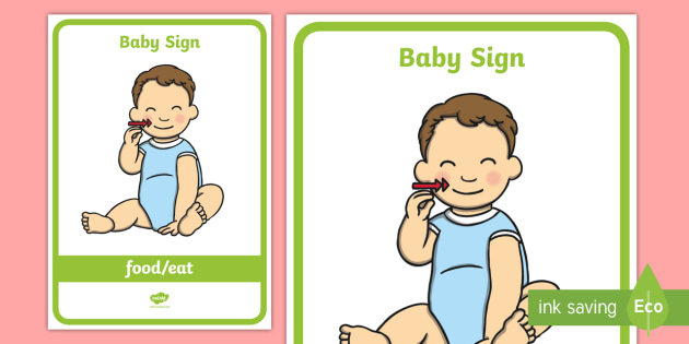 * NEW * Baby Sign Language Poster (Food/Eat) - BSL, British Sign