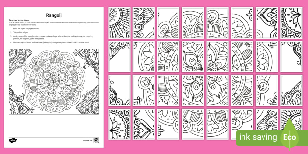 Rangoli Collaborative Colouring Activity Pack