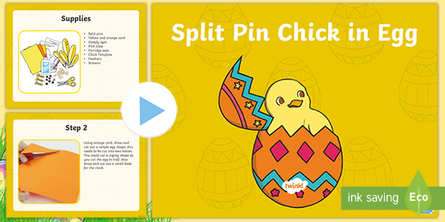 Split Pin Chick in Egg Craft Instructions PowerPoint