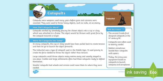 KS1 Catapult Fact File (creat de profesori)