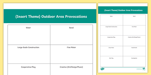 Outdoor Area Provocations Planning Template Editable Proforma
