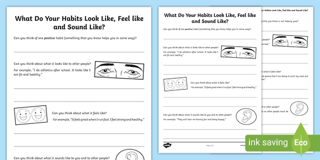 What Do Your Habits Look Like, Feel Like and Sound Like? Worksheet
