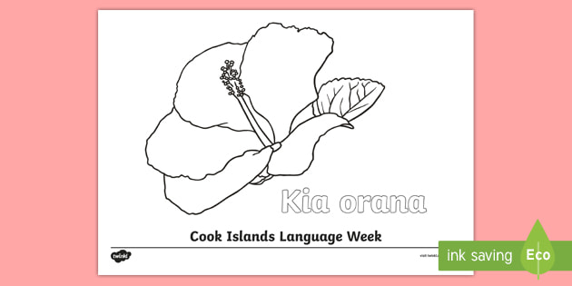 Cook Island Language Week Hibiscus Colouring Page