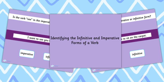 Identifying the Infinitive and Imperative Form of Verb SPaG Quiz