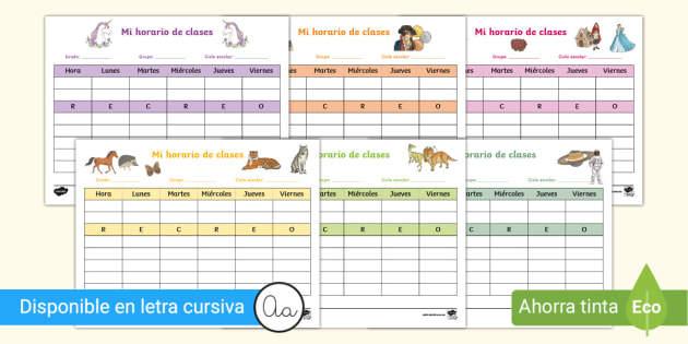 Horario: Mi horario de clases temático (creat de profesori)