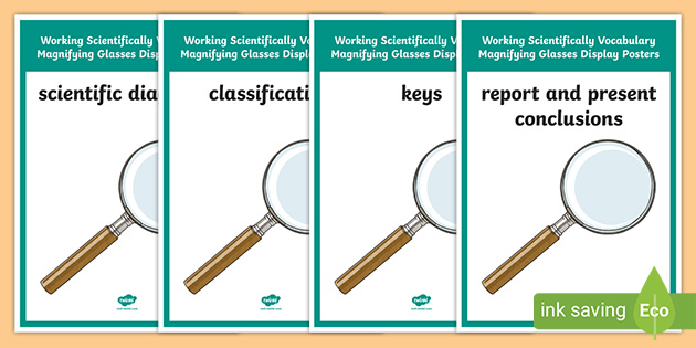 UKS2 Working Scientifically Vocabulary Magnifying Glasses Display Posters