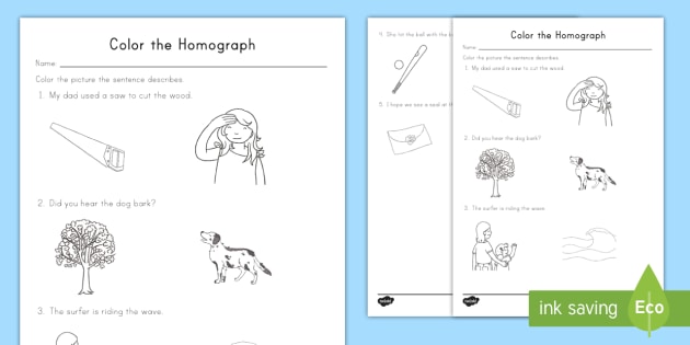 Color the Correct Homograph Worksheet / Worksheet