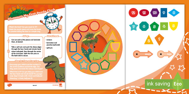 Dinosaurs My First Puzzle Clock (teacher made)