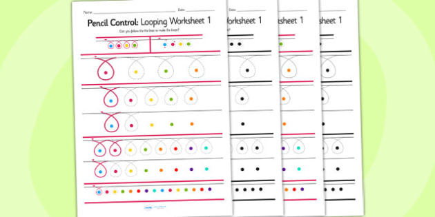 Pencil Control Looping Worksheet 1