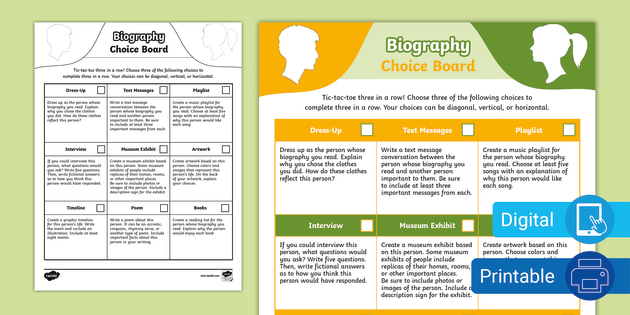 Biography Choice Board