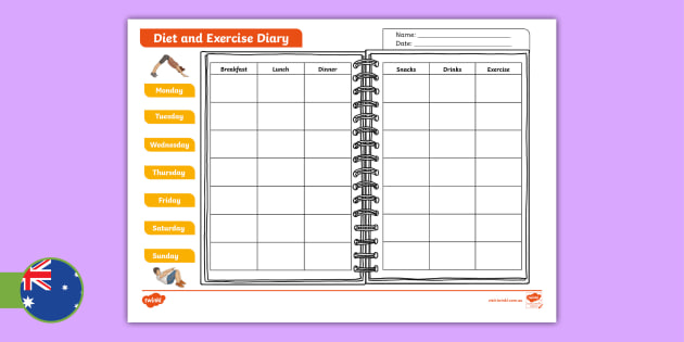 Diet and Exercise Diary Template | Health and PE | Twinkl