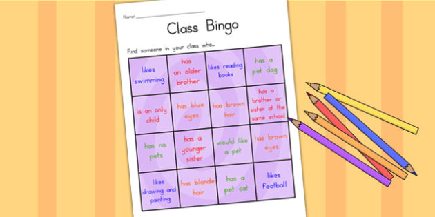 Class Welcome Transition Bingo Board - welcome, transition
